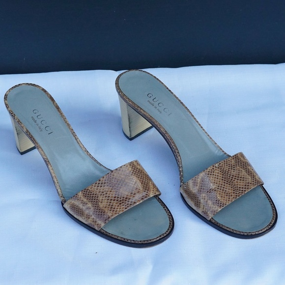 Shoes | Vintage Lizard Skin Gucci Slide Sandals | Poshmark